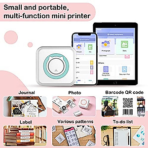 SUNLONG Mini Pocket Sticker Printer, Bluetooth Wireless Portable Mobile Printer Machine Thermal Printer for Notes, Memo, Photo, Pocket Label Receipt Printer Compatible with iOS & Android