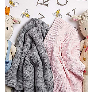Burt's Bees Baby - Cable Knit Blanket, Baby Nursery & Stroller Blanket, 100% Organic Cotton, 30" x 40" (Heather Grey), 1 Count (Pack of 1)