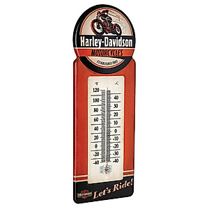 Harley-Davidson Tin Thermometer, Vintage H-D Motorcycle Metal Design HDL-10098
