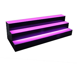 2 Pack LED Lighted Liquor Bottle Display Shelf,24-inch LED Bar Shelves for Liquor, 3-Step Lighted Liquor Bottle Shelf for Home/Commercial Bar, Acrylic Lighted Bottle Display with Remote & App Control