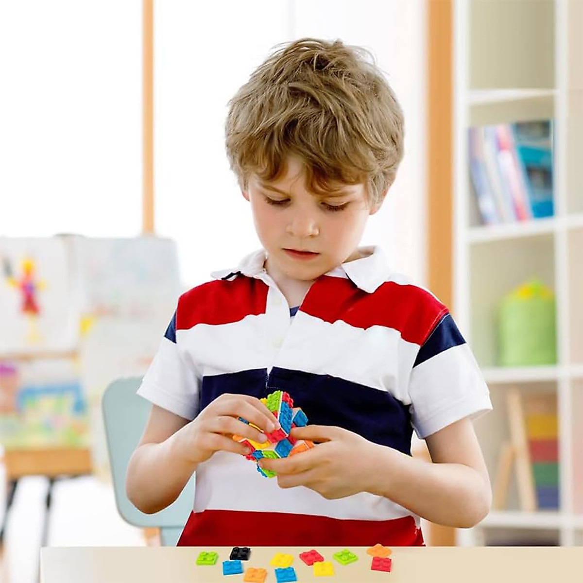 D-FantiX Building Brick Blocks 3x3x3 Speed Cube Toy, Build-On Brick 3D Magic Cube, Handheld Brain Teaser Puzzles Gift Ideas, Puzzle Building Cube Game for Kids Adults (Included Brick Separator)