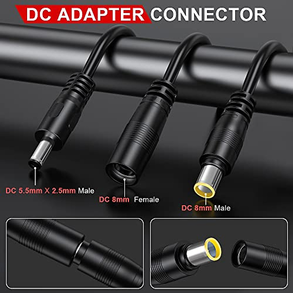 ELECTOP DC 8mm to 4X Adapter Connector Parallel Cable 14AWG Solar Charge Cable Compatible with Anderson XT60 DC 5.5mm DC 8mm Connector Port Adapter for Portable Power Station Solar Generator