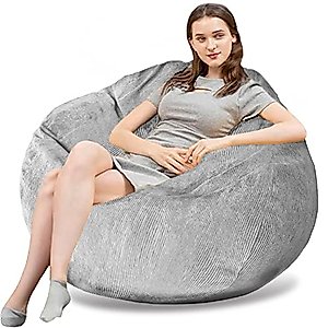 Bean Bag Chair Memory Foam Filled Big Supportive Stuffed Bean Bag with Ultra Soft Corduroy Cover, Multiple Sizes and Colors for Adults, Teens