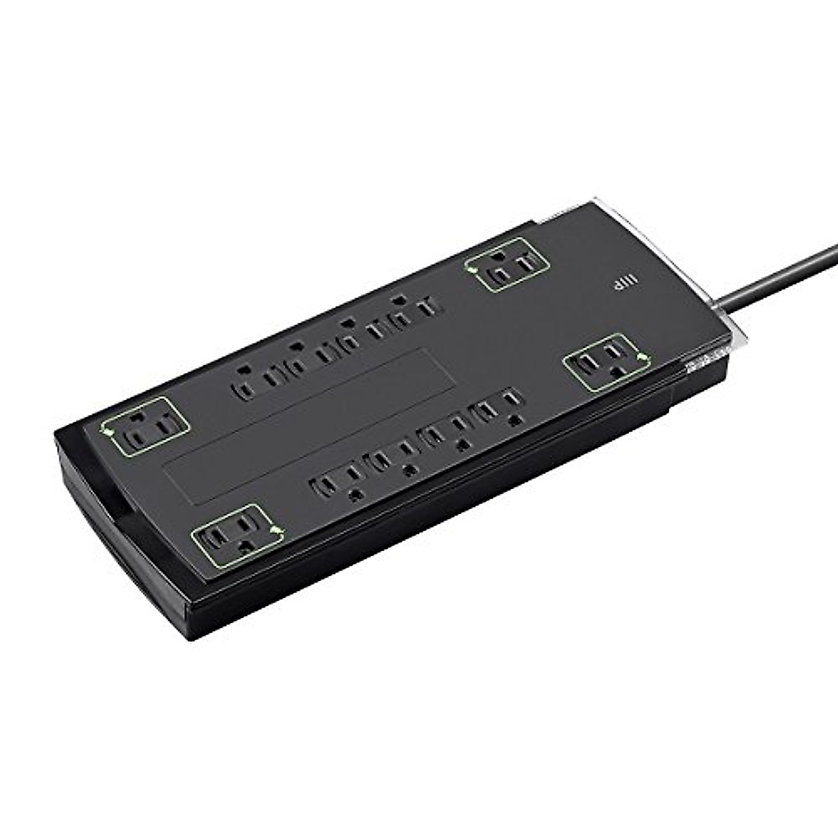 Monoprice 12 Outlet Slim Surge Protector Power Strip - 10 Feet - Black | Heavy Duty Cord | UL Rated, 4,230 Joules With Grounded And Protected Light Indicator