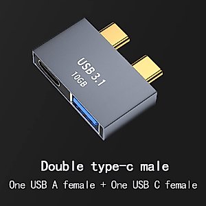 rgzhihuifz USB C Hub, USB Port Hub, 2 in 2 USB C to USB A Adapter USB C Thunderbolt 3 100W, USB 3.0, Compatible with MacBook Pro 2016-2020, MacBook Air 2018-2020