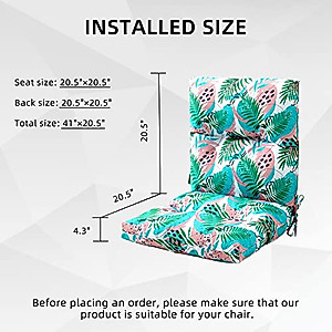 FILUXE Chair Pads, Seat/Back Patio Cushions - Waterproof Solid Tufted Pillow, Indoor/Outdoor Pads with Ties, Fade-Resistant & Seasonal All Weather Replacement (Palm Leaves, 1)