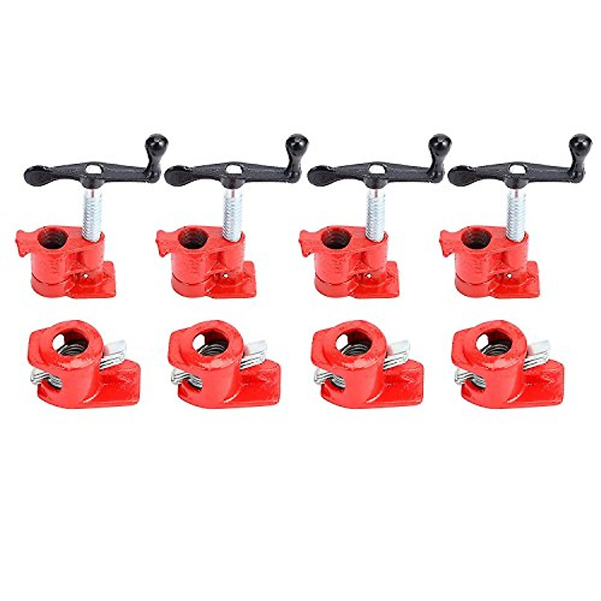(4 Pack) 3/4" Wood Gluing Pipe Clamp Set Heavy Duty PRO Woodworking Cast Iron