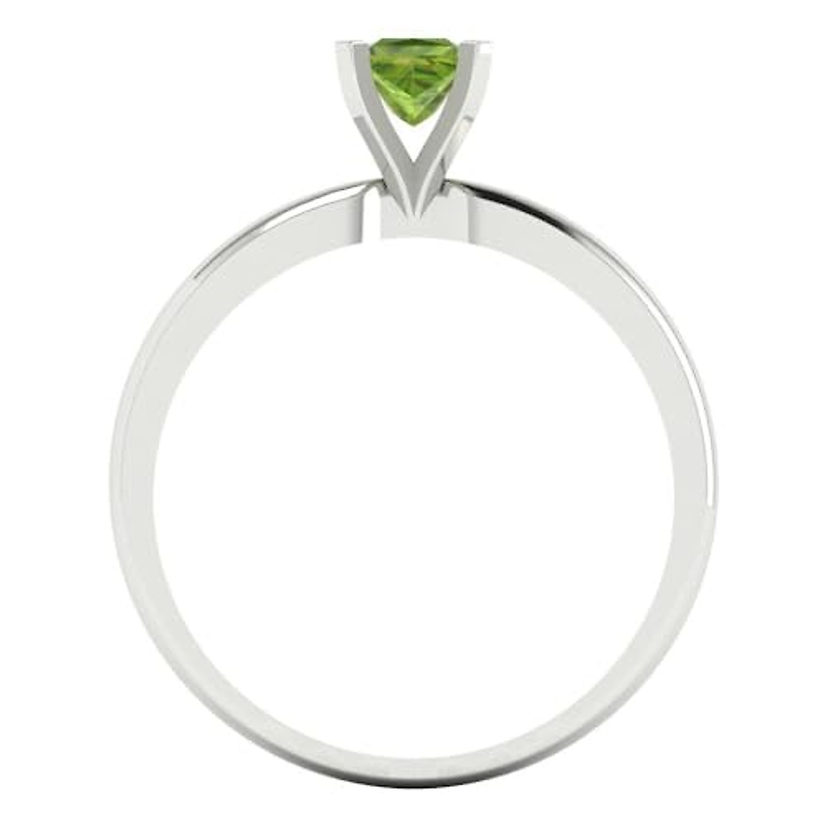 Clara Pucci 0.50 ct Princess Cut Solitaire Genuine Natural Green Peridot Engagement Bridal Promise Anniversary Ring 14k White Gold