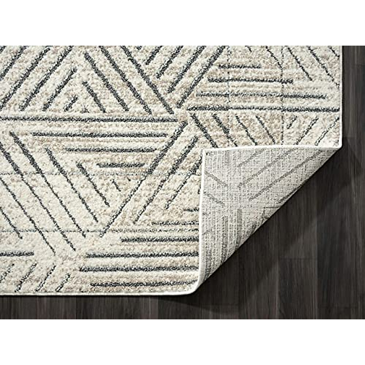 Abani Contemporary Cream & Grey Geometric Area Rug - 7'9" x 10'2" (8x10) Non-Shed Rugs Modern Triangle Pattern Living Room Carpet