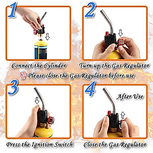 DOMINOX Propane Torch Head, Propane Torch Head with Igniter, Mapp Gas Torch - Torch Head - Propane Torch for Cooking, Welding, Searing(Tank Not Included)