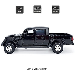 Wrangler Gladiator Toy Trucks for Boys Pickup Truck Diecast Model Car 1/36 SUV Pull Back Toy Cars Vehicle, Doors Open, Alloy Casting Metal, Toys for Kids Birthday Gifts Adults Men Collection