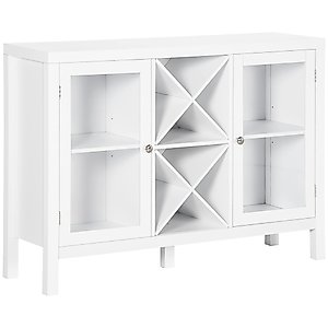 HOMCOM Sideboard Buffet Cabinet with Removable Wine Rack, Tempered Glass Door and Adjustable Shelves, Coffee Bar Cabinet for Living Room, Kitchen, Entryway, White