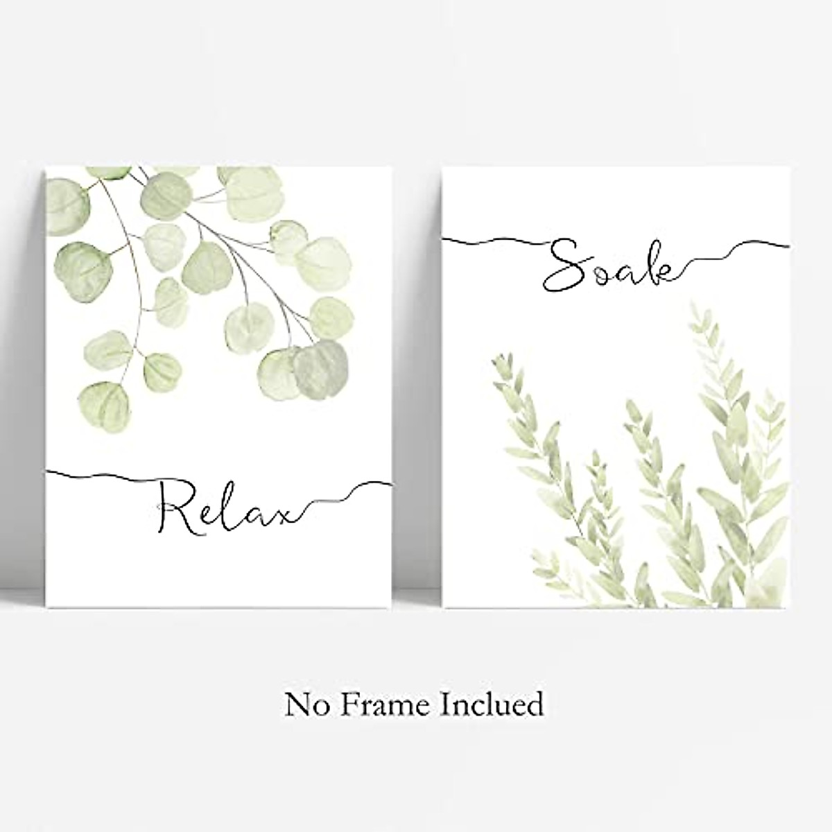 Botanical Plant Bathroom Decor Wall Art Prints , UNFRAMED Relax Wall Painting Art, Sage Green Wall Art Prints for Bathroom, Eucalyptus Leaves Watercolor Wall Posters, Boho Minimalist Wall Art, Set of 4, 8"x10"