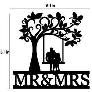 Yuezoloz Funny Wedding Cake Topper,The Bride and Groom Sitting in Swing Under Tree Wedding Cake Topper,Mr and Mrs Wedding Cake Topper, Romantic Wedding Shower/Anniversary Cake Topper (Tree & Swing)