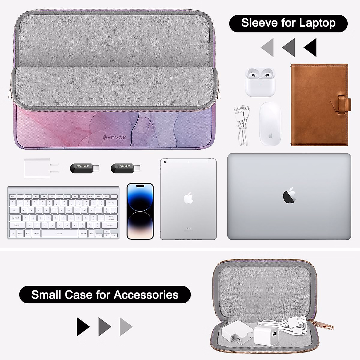 ARVOK 15 15.6 16 inch Laptop Sleeve for MacBook Pro 15 inch/MacBook Pro 16 inch Water-Resistant Laptop Case Notebook Computer/Tablet Pouch Cover for HP/Dell/Lenovo/Asus/Acer/Samsung with Extra Bag