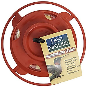 First Nature 993091-546 16 oz. Hummingbird Flower Feeder , Red