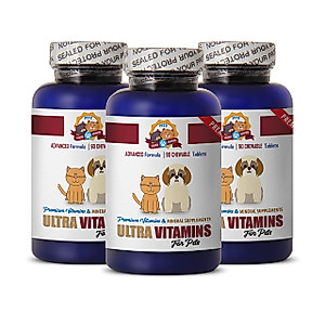 cat Healthy Coat - Ultra PET Vitamins - Chews - for Dogs and Cats - Mineral Supplement - cat Vitamin c - 270 Treats (3 Bottles)
