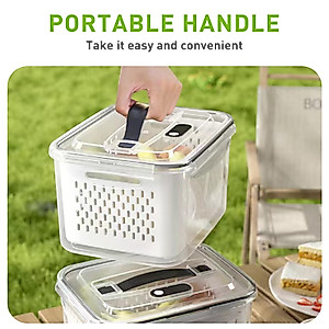 QPPKII 6 PCS Fruit Storage Containers for Fridge with Handle and Colander, Fruits/Vegetables/Berry Saver Container for Refrigerator, Food Storage Containers for Picnic