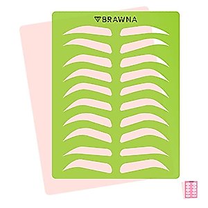 BRAWNA [ Upgraded Version ] Eyebrow Practice Stencil with Microblading Practice Skin | Microblading Template for Eyebrow Tattoo | Microblading Training Supplies | PMU Kit | 10 brow Shapes