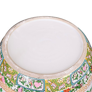 Oriental Furniture Warehouse Rose Medallion Asian Fishbowl Cachepot Planter for Indoor or Outdoor Garden