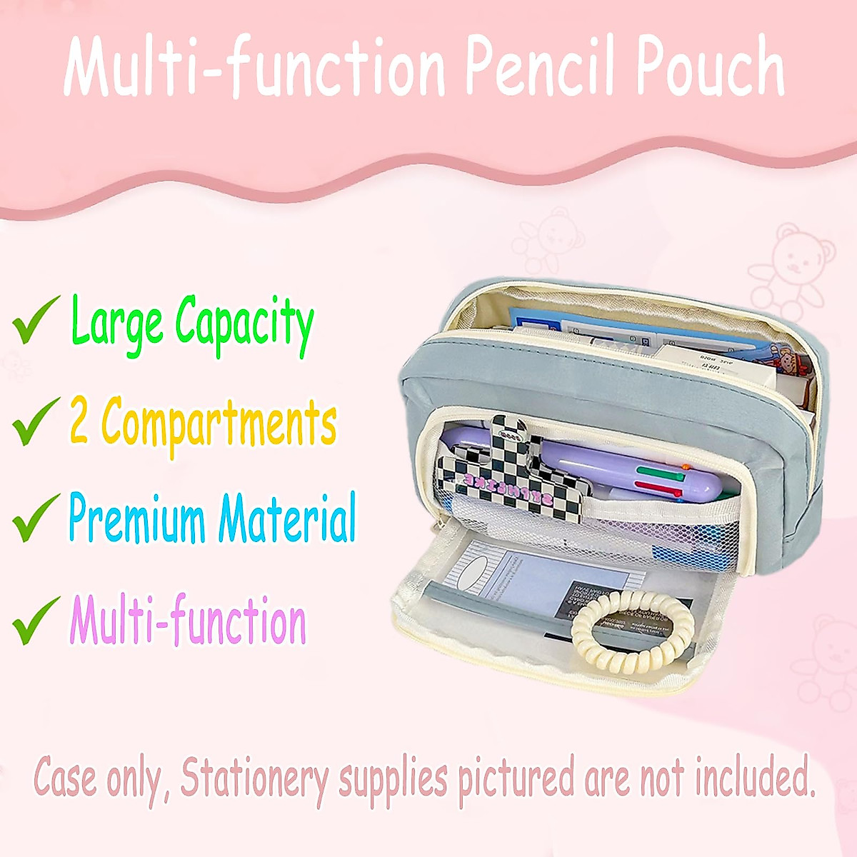 ACEIOT Pencil Case Large Capacity Pencil Pouch, Aesthetic Pencil Case Pouch, Cute Pencil Case for Kids Students, Kawaii Pencil Bag, Preppy Pencil Case for School, Stationery Storage Bag