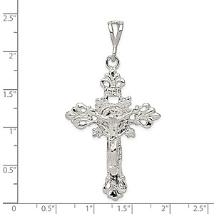 Solid 925 Sterling Silver INRI Cross Pendant Crucifix Charm - 60mm x 31mm