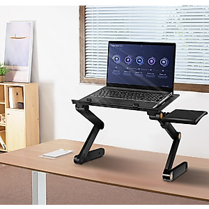 Laptop Stand Adjustable, Uten Laptop Desk for up to 17" Laptops, Portable Laptop Table Stand for Bed & Sofa & Desk, Detachable Mouse Pad, Ergonomic Lap Desk, TV Bed Tray, Office Stands(Black)