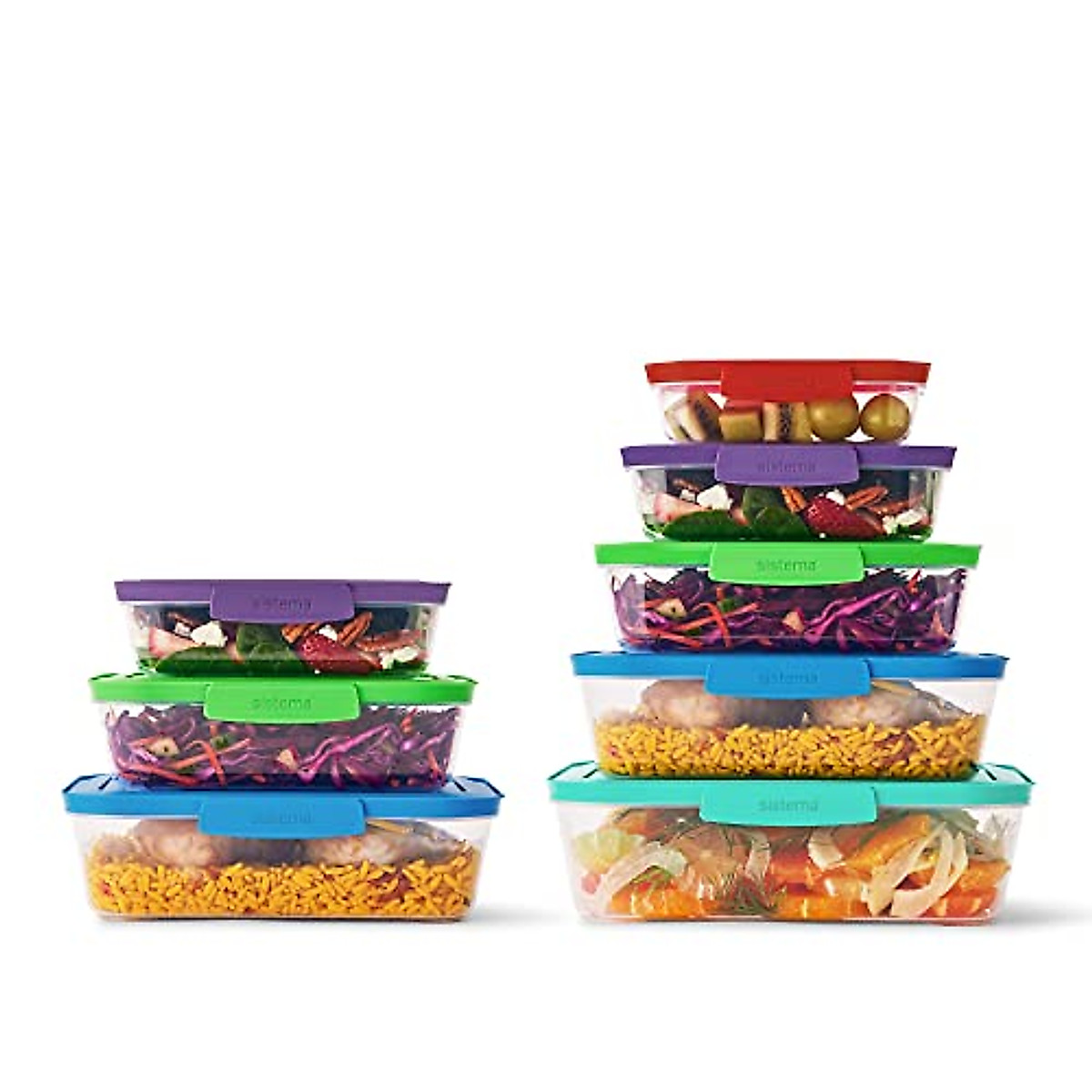 Sistema Nest It Food Storage Containers with Lids, Multicolor, (Pack of 8)