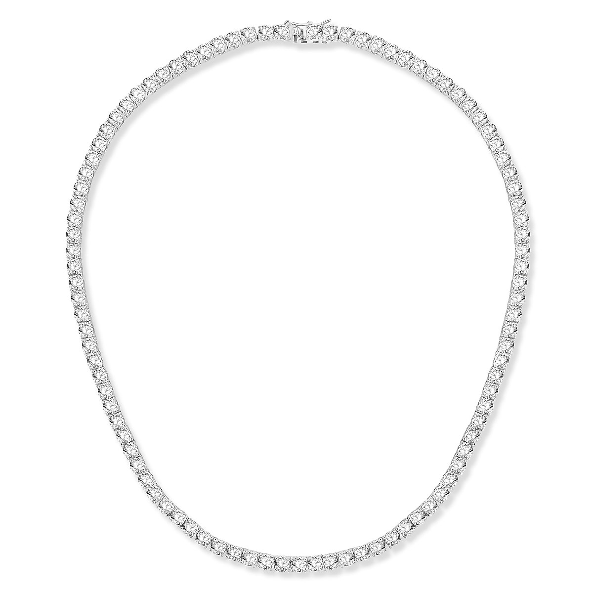 Gemsme 4.0mm CZ Tennis Necklace, 18K White Gold Plated 4.0mm Round Cubic Zirconia Classic Tennis Necklace 16 Inch