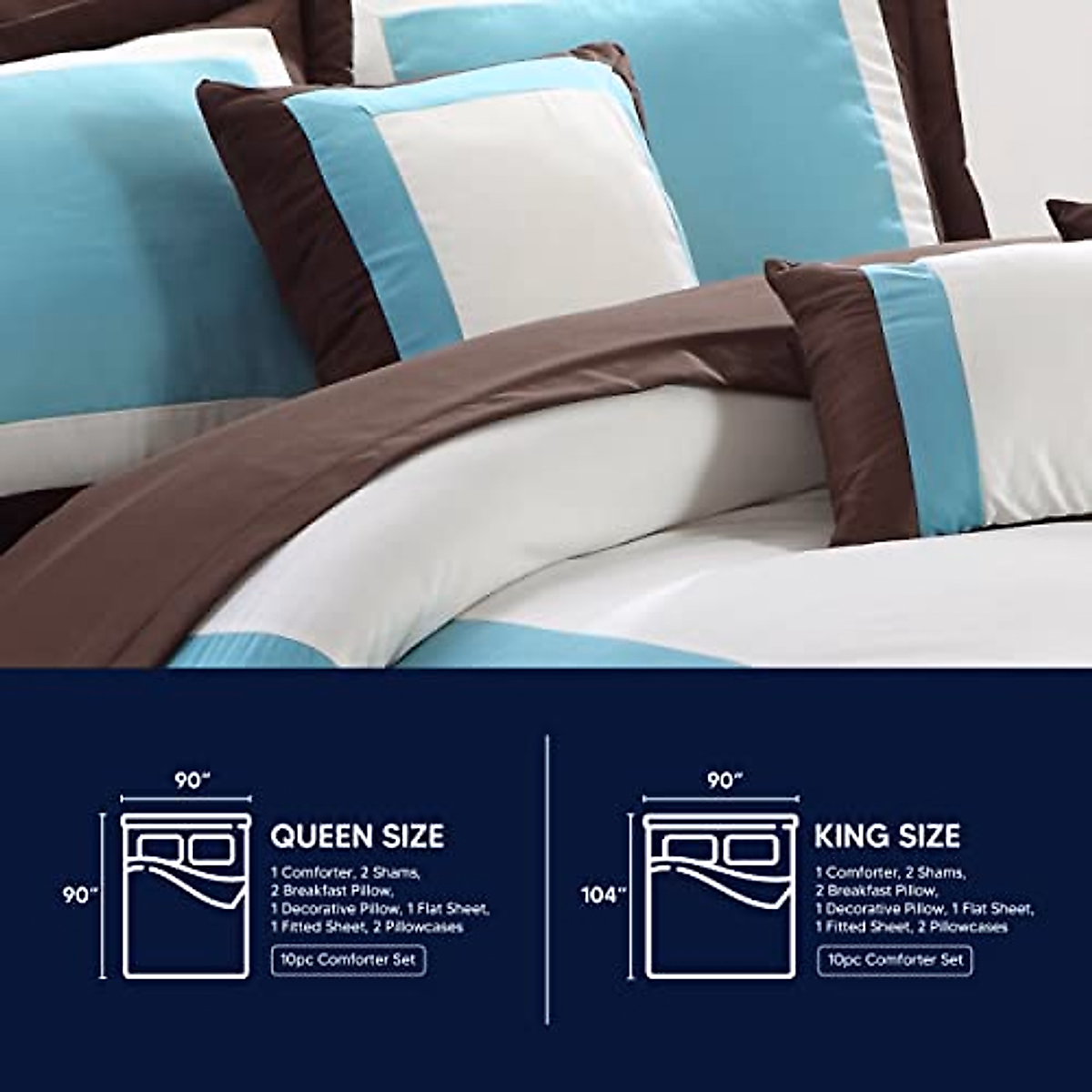 Chic Home 10-Piece Bed in a Bag Comforter Set, Brushed Microfiber,Shams, Decorative Pillows and Sheet Set Included, Queen, Brown