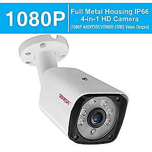 Tonton 4 Pack 1080P Wired CCTV HD Security Analog Bullet Camera Outdoor,Supports HD TVI Model,Aluminum Metal Housing,90° Viewing Angle,Suitable for Hybrid 5 in 1 DVR Recorder