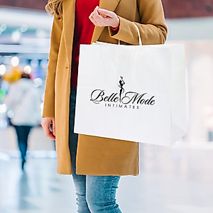 Moretoes 16x6x12 Inch 90pcs Gift Bags, White Paper Bags with Handles, Large Gift Bags Kraft Shopping Bags in Bulk for Boutiques, Small Business, Retail Stores, Gifts & Merchandise