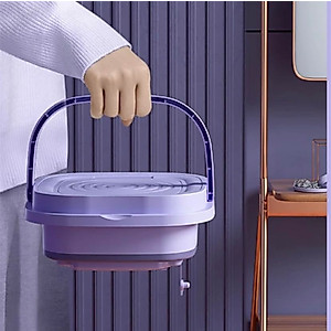 Mini Portable Folding Washing Machine For Clothes With Drain Basket for Travel (Purple)