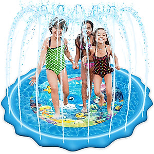 Mademax Upgraded 79" Splash Pad, Sprinkler & Splash Play Mat, Inflatable Summer Outdoor Sprinkler Pad Water Toys Fun for Children, Infants, Toddlers, Boys, Girls and Kids