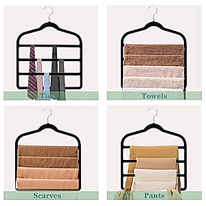 Velvet Pants Hangers Space Saving Hangers Closet Organizer for Jeans Slack Trousers Scarf Tie Pants Rack Leggings Hanger Non-Slip Hangers Multiple Clothes Holder  (Black, 5)