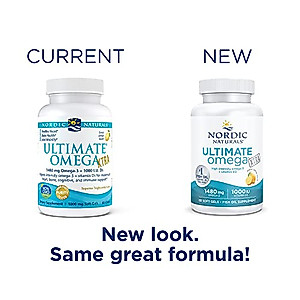 Nordic Naturals Ultimate Omega Xtra, Lemon Flavor - 60 Soft Gels - 1480 mg Omega-3 + 1000 IU Vitamin D3 - Omega-3 Fish Oil - EPA & DHA - Brain, Heart, Joint, & Immune Health - 30 Servings
