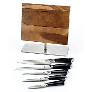 Mercer Culinary Premium Grade Super Steel 6-Piece Knife Set with Magnetic Stand, G10 Handles