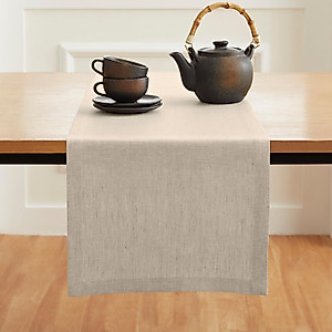 Solino Home Light Natural Linen Table Runner 72 inches Long – 100% Pure Linen 14 x 72 Inch Medium Weight Table Runner – Dresser Scarf Farmhouse Dining Table Runner for Spring, Summer – Diana