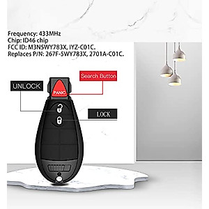 VERYOH Key Fob Replacement Fits for Chrysler 300 08-2010, Dodge Challenger Charger Durango Journey Ram 08-2013, Grand Caravan 08-2019, Grand Cherokee 08-2013, M3N5WY783X (Set of 2)