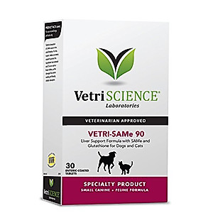 VETRISCIENCE Vetri Same 90 Liver Health Supplement for Dogs and Cats – S-Adenosyl Methionine Tablets for Small Dogs and Cats, Support Liver Health, Function, and Detox