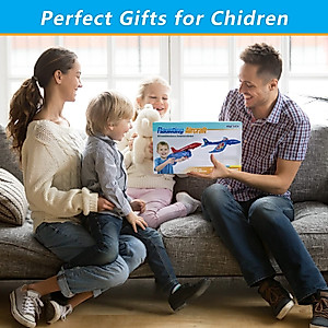 GNAlGNAt 3 Pack Foam Airplane Launcher Toys, Boys Outside Outdoor Flying Toys Birthday Gift for Kids Age 3+ 4 5 6 7 8 9 10 11 12 Year Old Boys Glider Plane Party Supplies with 3 Set of Stickers