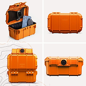 Evergreen 58 Waterproof Dry Box Protective Case - Travel Safe/Mil Spec/USA Made - for Cameras, Lenses, Phones, Pistols, First Aid, Boating, Water Sports, Tacklebox, Ammo Can, Deck Boxes (Orange)