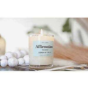 My Lumina Affirmation Aromatherapy Candle w/Jade Crystal Inside for Luck, Lucky Charms, Abundance, Success, Dream Manifestation, Negative Energy Cleansing, Soy Wax Scented Candle -Home,Gift,Men,Women