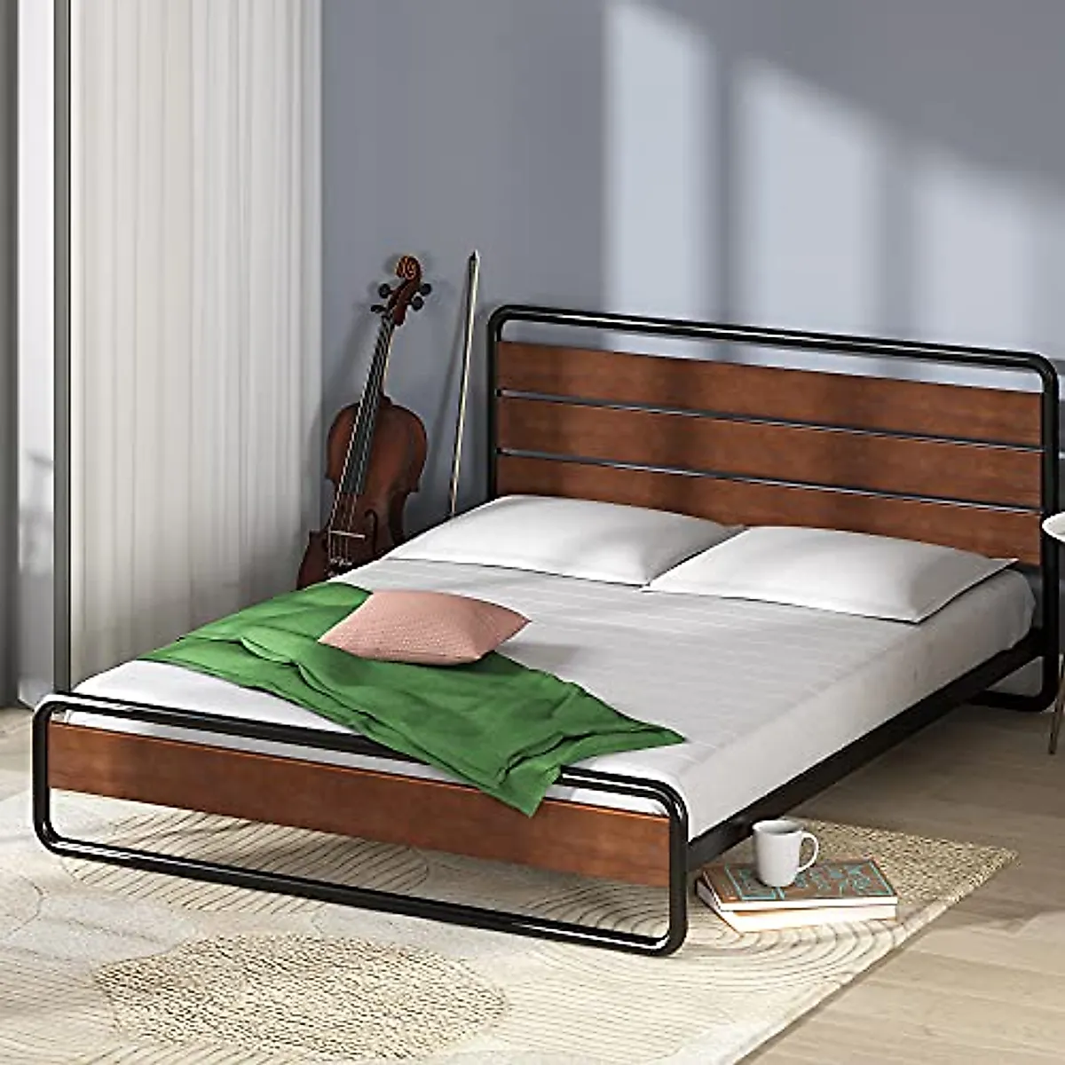 ZINUS Therese Metal Platform Bed Frame / No Box Spring Needed / Wood Slat Support / Easy Assembly, Full