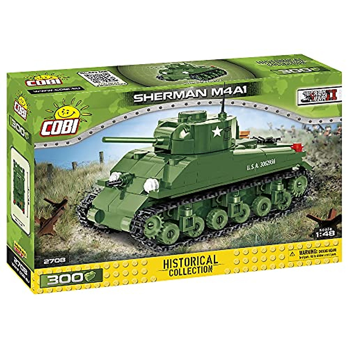 COBI Historical Collection M4A1 Sherman Tank, Green, for 7+ years,300 pcs