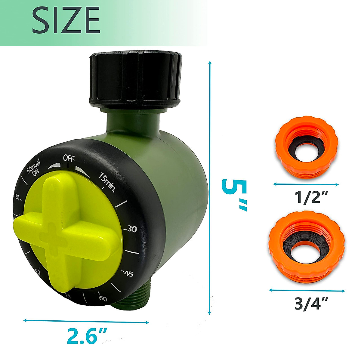 VankRing Garden Hose Y Splitters 2 Way Heavy Duty Brass 3/4" Water Splitter, Garden Water Timer, 2 Kink-Free Faucet Extension Hose Protector with 1 Set Garden Hose Quick Connectors