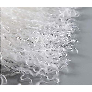 Genuine Mongolian Tibetan Lamb Sheepskin Wool Area Rug Real Carpet Curly Fur Pelt Throw Soft Plush Home Decorative 2ft x 3.4-3.6Ft