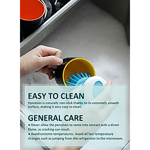 Teocera Porcelain Cappuccino Cups with Saucers - 6 Ounce for Coffee Drinks, Latte, Cafe Mocha and Tea - Set of 6, Black Multi Color