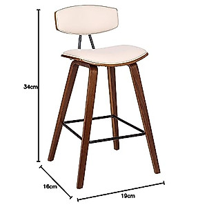 Armen Living Fox Multi Color Option Faux Leather Kitchen Barstool with Walnut Wood Frame and Black Powder Coated Footrest, 26" Counter Height, Cream,LCFOBAWACR26