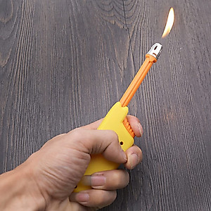 Candle Lighter Long Neck Adjustable Lighter Butane Gas Refillable Plastic Lighter Kitchen Igniter (5 Pack) (Butane Included) (5 Pack Lighters)